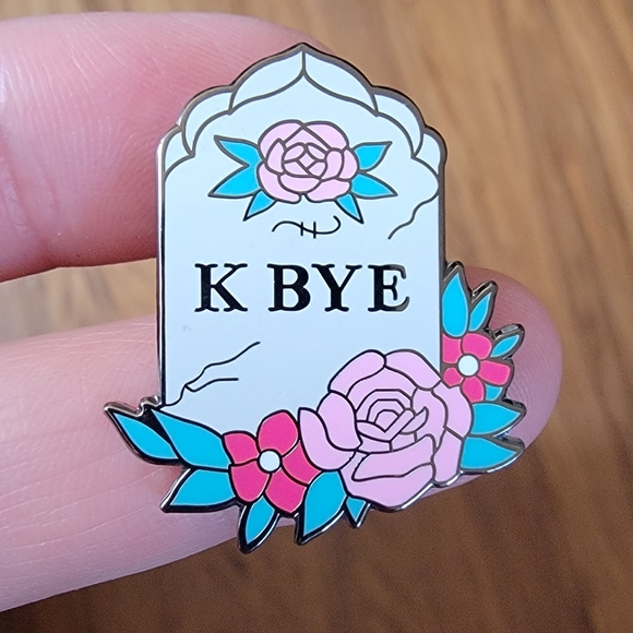 Jewelry | 2 For 13 K Bye Gothic Floral Headstone Hard Enamel Pin | Poshmark